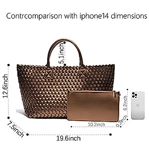 Weayouth Woven Bag Shopper Bag Travel Handbags and Purses Women Tote Bag Large Capacity Shoulder Fashion Bags 2022 (Bronze)