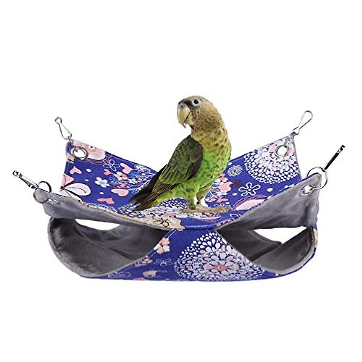 Bird Double Hammock Warm Nest Bed for Parrot Budgie Parakeet Cockatiel Conure Lovebird Hamster Rat Mice Chinchinlla (L)
