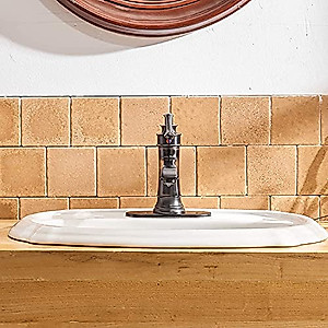 Bathfinesse Oil Rubbed Bronze Bathroom Faucet Single Handle Single Hole Farmhouse Stream Bathroom Sink Faucets & Parts with Pop Up Drain Assembly Vanity Supply Hose Lead-Free