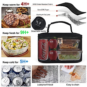 Laptop Bag for Women 15.6 Inch Waterproof Leather Tote Bag Lightweight Business Office Work Bag with Insulated Cooler Lunch Bag Large Professional Briefcase Computer Handbag Shoulder Bag Dark Black