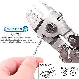 Glarks Up To 2.2mm Wire Rope Crimping Tool With 150Pcs 3 Size Aluminum Double Barrel Ferrule Crimping Loop Sleeve Kit