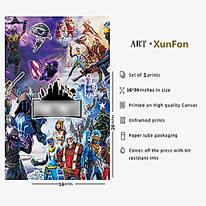 Battle Royale Video Game Themed Bedroom Wall Decor Art Prints and Posters Gaming Posters for Teen Boys Room Decoration,Boys Gifts and Birthday Party Supplies Set - Unframed Version 16" x 24"inch Canvas Pictures Poster for Kids Room(16x24inch,Blue)