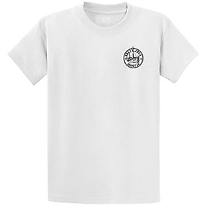 Joe's USA Salty Joe's Mens Fishing Trawler Logo Heavyweight T-Shirt, Small, White/Black