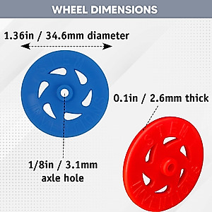 You Make Plastic Project Wheels with 1/8" Hole - Pack of 100 pcs - Designed for Science and Engineering Car Projects
