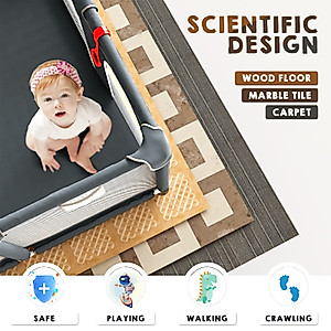 Baby Playpen, 50”×50” Play Pens for Babies and Toddlers, Gentle Monster Baby Playard with Gate & Anti-Slip Base, Sturdy Safety Play Yard for Baby with Storage Bag Indoor & Outdoor