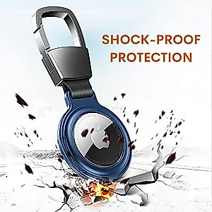 Deluxe AirTag Keychain, Metal and PU Leather Key Ring for Apple AirTag, Air Tag Key Anti-Loss Device (Gold)