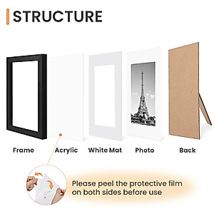 upsimples 5x7 Picture Frame Set of 10, Display Pictures 4x6 with Mat or 5x7 Without Mat, Multi Photo Frames Collage for Wall or Tabletop Display, Black