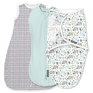 SwaddleMe™ by Ingenuity™ Comfort Pack – Size Small, 0-3 Months, 3-Pack (Baby Elephant) Baby Swaddle Set