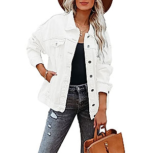 luvamia White Lightweight Jacket Women White Lightweight Jean Jacket Women Chaquetas De Invierno Para Mujer Chaquetas De Mujer Casual Elegantes Warm Jackets For Women Brilliant White Size Small