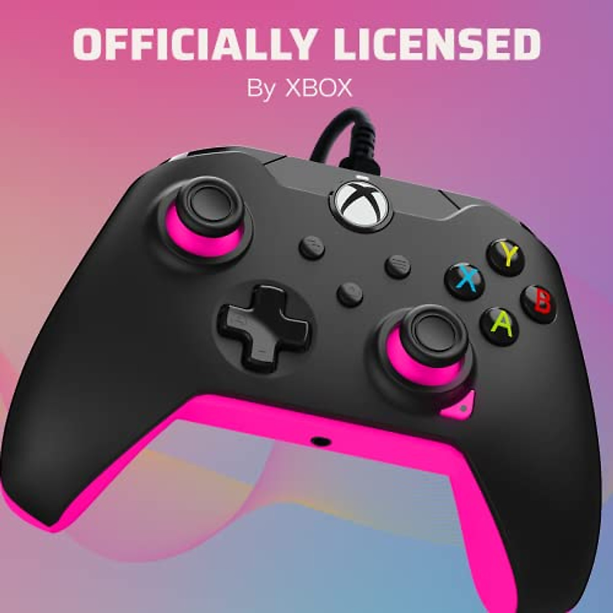 PDP Wired Xbox Game Controller - Xbox Series X|S/Xbox One, Dual Vibration Gamepad, App Supported - Fuse Black/Pink (Amazon Exclusive)