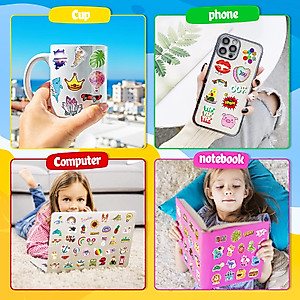 Mini Stickers for Kids, 600pcs Water Bottle Stickers Sheet for Teens, Adults, Cute Vinyl Waterproof Stickers Decals for Laptop, Scrapbook, Gift for Teacher, Student