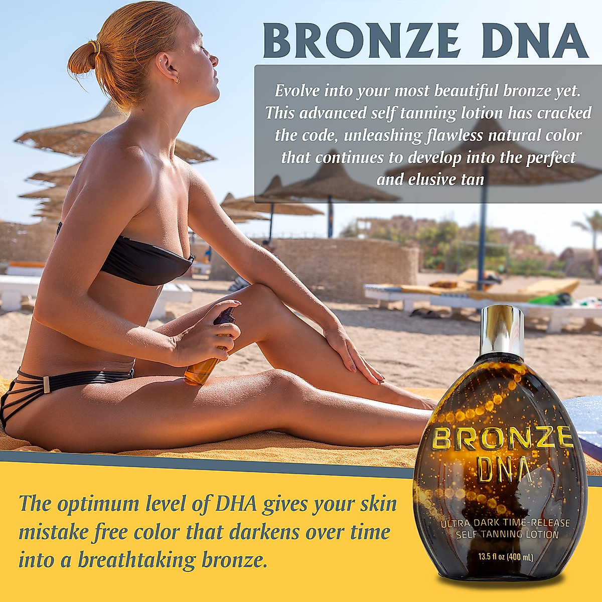Bronze DNA Natural Sunless Self Tanner Lotion – Sunless Self Tanner for Women and Men – The Gradual Self Tanner for Light, Medium & Dark Tans – XL 13.5 Oz Bottle - Physics Color