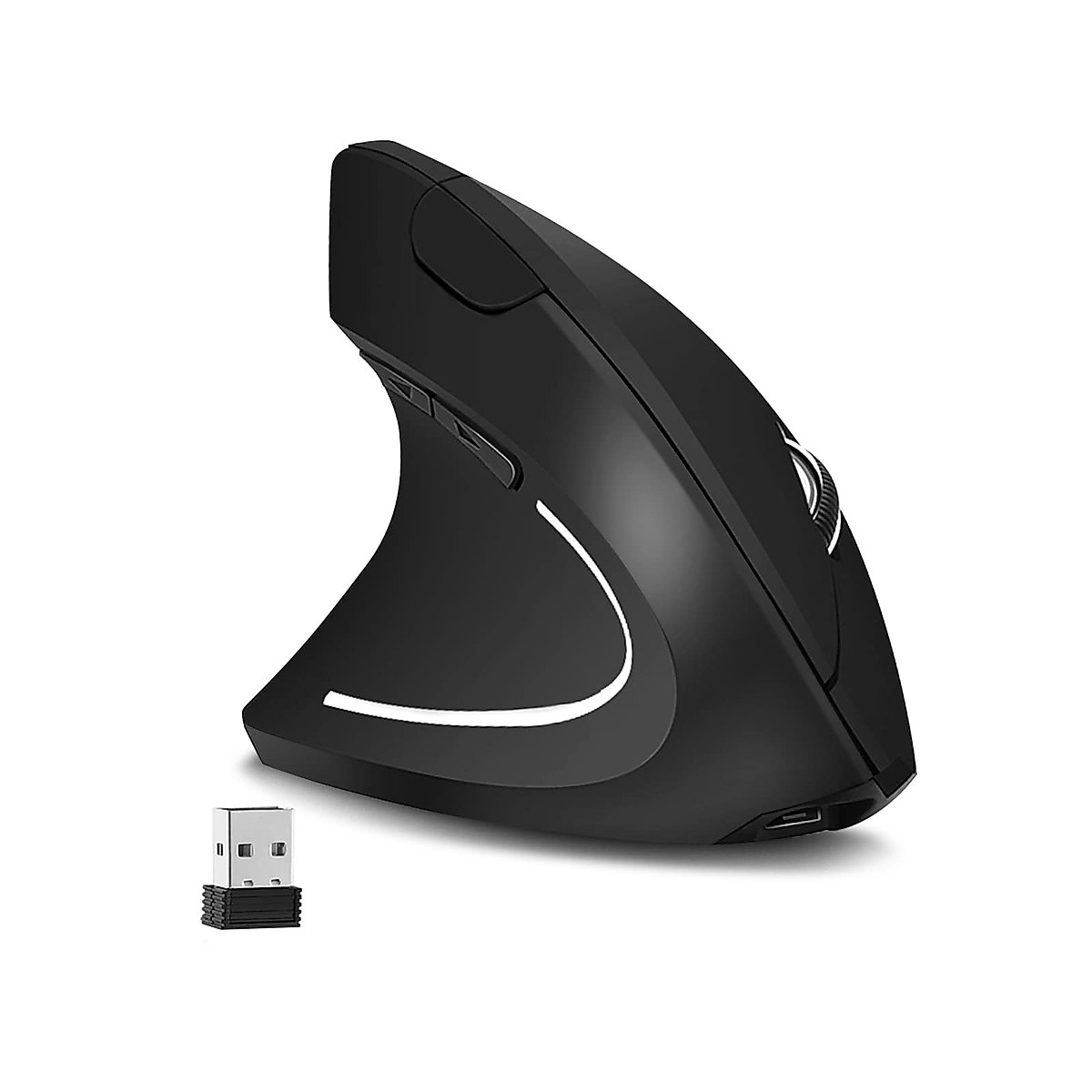 ASOYIOL Left Handed Mouse, Rechargeable Left Vertical Mouse Wireless -2.4G Left Hand Ergonomic Mouse with 6 Buttons Adjustable 800/1200/1600 DPI (Left Hand)