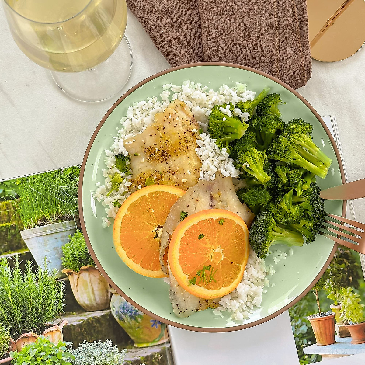 Mora Ceramic Dinner Plates Set of 6, 10 inch Dish Set - Microwave, Oven, and Dishwasher Safe, Scratch Resistant, Modern Rustic Dinnerware- Kitchen Porcelain Serving Dishes - Assorted Colors