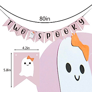 Two Spooky Birthday Garland - Halloween 2nd Birthday Banner, Pink Ghost Decor, Halloween Girl Birthday Banner, Two Spooky Party Supplies, Halloween Party Decorations