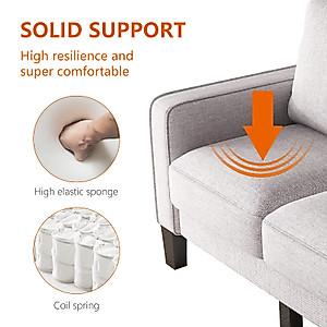 LCH Large, Three-seat Classic Chesterfield Settee Sofa Modern 3 Seater Couch Furniture Tufted Back for Living Room (Light Grey)