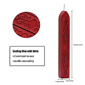 TELOSMA 6PCS Blood Red Sealing Wax Sticks with Wick, Suitable for Envelope, Invitation, Gift Wrapping, Wine Bottle, Tea or Cosmetics Box