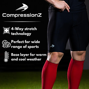 CompressionZ Compression Shorts Men with Pockets - Performance Sport Spandex Compression Underwear 8" (Light Gray, 4XL)