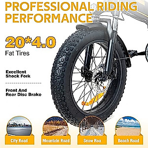 HITWAY Electric Bike for Adults 20" x4.0 Fat Tire Electric Bicycle with 750W Motor,48V 12AH Removable Battery E Bike Long Range 20-55mile with 7 Gears Foldable Ebike, UL2849 Certified