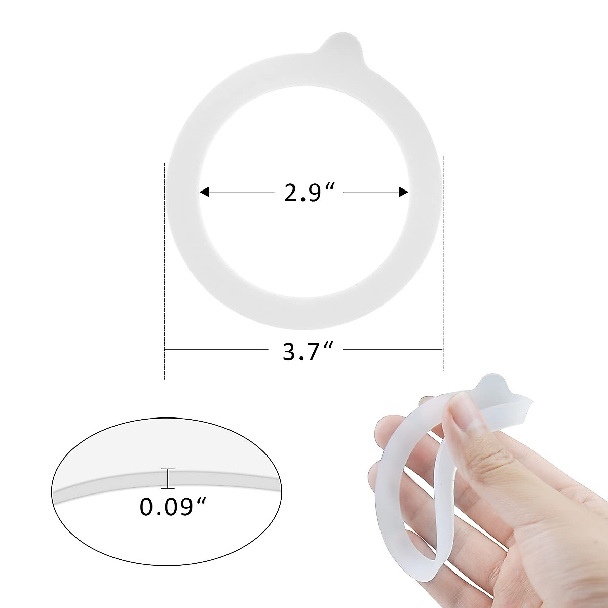 12 Pieces Rubber Seals Rings for Glass Jars, Airtight Silicone Replacement Gasket for Jars, Leakproof Silicone Gasket Sealing Rings for Mason Jars, Elastic and Fits Most Sizes (White)