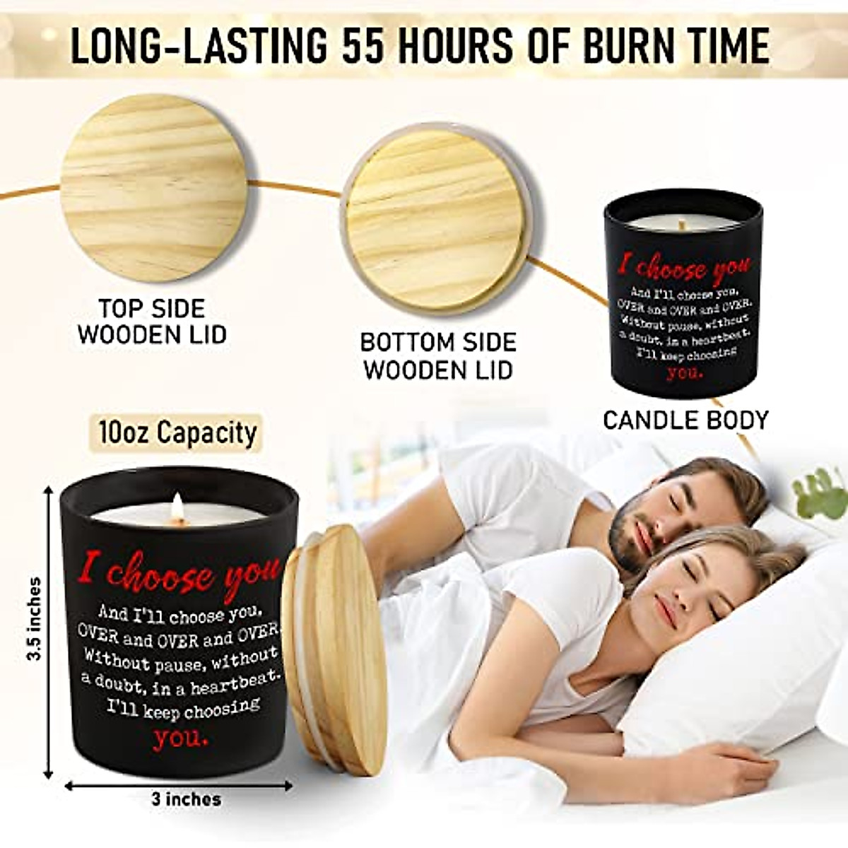 Anniversary Wedding Gifts for Men, Women, Couple, Christmas, Birthday Gifts for Her, Him, Boyfriend, Girlfriend, Romantic Gifts for Husband and Wife Gift Ideas, Vanilla Lavender Scented Candle 10oz