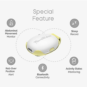 Familidoo Smart Baby Monitor Clip - Monitor Infant Abdominal Movement with Audio Alerts - Rollover Position Alarm - Sleep Record - Light and Easy to Clip on Diaper - Newborn Care Safety Essential