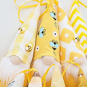 Lerrio & Bifeen 10PCS Bee Day Gnome Ornaments Set, Bee Day Home Decorations Accessories, Swedish Elf Hanging Velvet Gnomes Plush Ornament Spring Decor