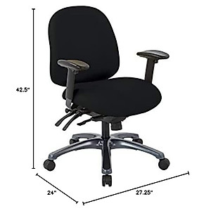 Office Star 8500 Series Multi-Function Ergonomic Executive Office Chair with Seat Slider and Titanium Finish Base, Mid-Back, Dillon Black Fabric