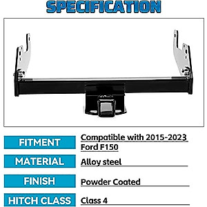 KUAFU 2" Class 4 Trailer Hitch Receiver Towing Compatible with 2015-2023 Ford F150