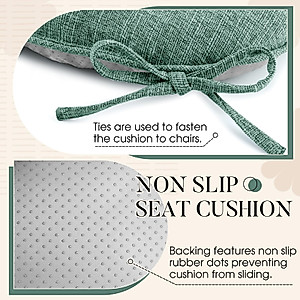Basic Beyond Chair Cushions for Dining Chairs 4 Pack, Memory Foam Chair Cushion with Ties and Non Slip Backing, 15.5 x 15.5 Inches Tufted Chair Pads for Dining Chairs(Green)