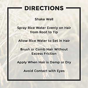 Rice Water For Hair Growth by Baja Basics, Thickness, Strength, Shine - Leave-in Conditioner for Scalp, Dry Split End Moisturizer - Mist Spray for Curly, Straight, Thick, Thin Hair 4oz