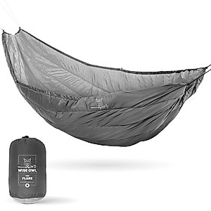 Wise Owl Outfitters Hammock Underquilt for Camping Hammock - Insulated Synthetic Underquilt for Single and Double Hammocks Grey