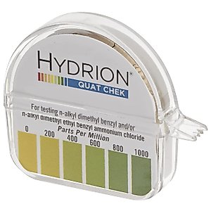 Micro Essential Lab QC-1001 Plastic Hydrion High Range Quat Check Test Paper Dispenser, Single Roll, Food Service Test Strips, 0 - 1000 ppm (Case of 10)