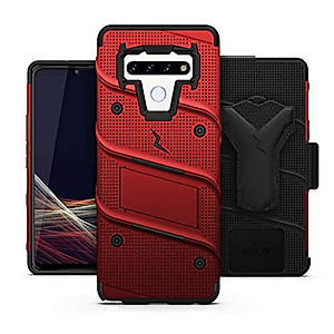 ZIZO Bolt Series for LG Stylo 6 Case with Screen Protector Kickstand Holster Lanyard - Red & Black