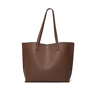 Dreubea Women's Soft Faux Leather Tote Shoulder Bag from, Big Capacity Tassel Handbag Coffee New