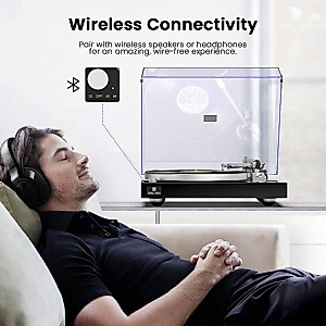 ANGELS HORN High Fidelity Vinyl Record Player, Bluetooth Turntable, 2 Speed Belt Drive, Built-in Preamp, Adjustable Counterweight,Magnetic Cartridge, Upgraded Version