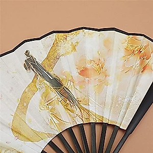 Folding Hand Fan Folding Fan Handheld Folded Fan Hanfu Bamboo Folding Fan, Foldable Ancient, Hand Foldable Fan, 2 Printed Sides, Cosplay Costume Fan Foldable Fan Hand Held Fans
