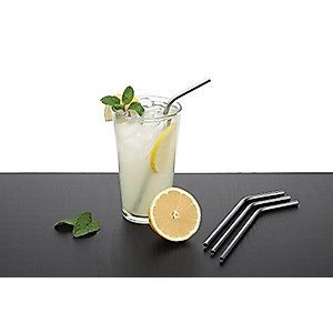 HIC Reusable Drinking Straws, Stainless Steel, Set of 4 with Cleaning Brush