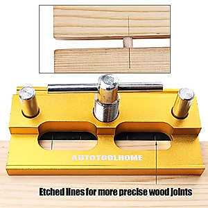 AUTOTOOLHOME Gold Self Centering Doweling Jig Kit 2 inch 6PC Drill Guide Bushings Set Adjustable Width Wood Dowel Jig Woodworking Joints Tools