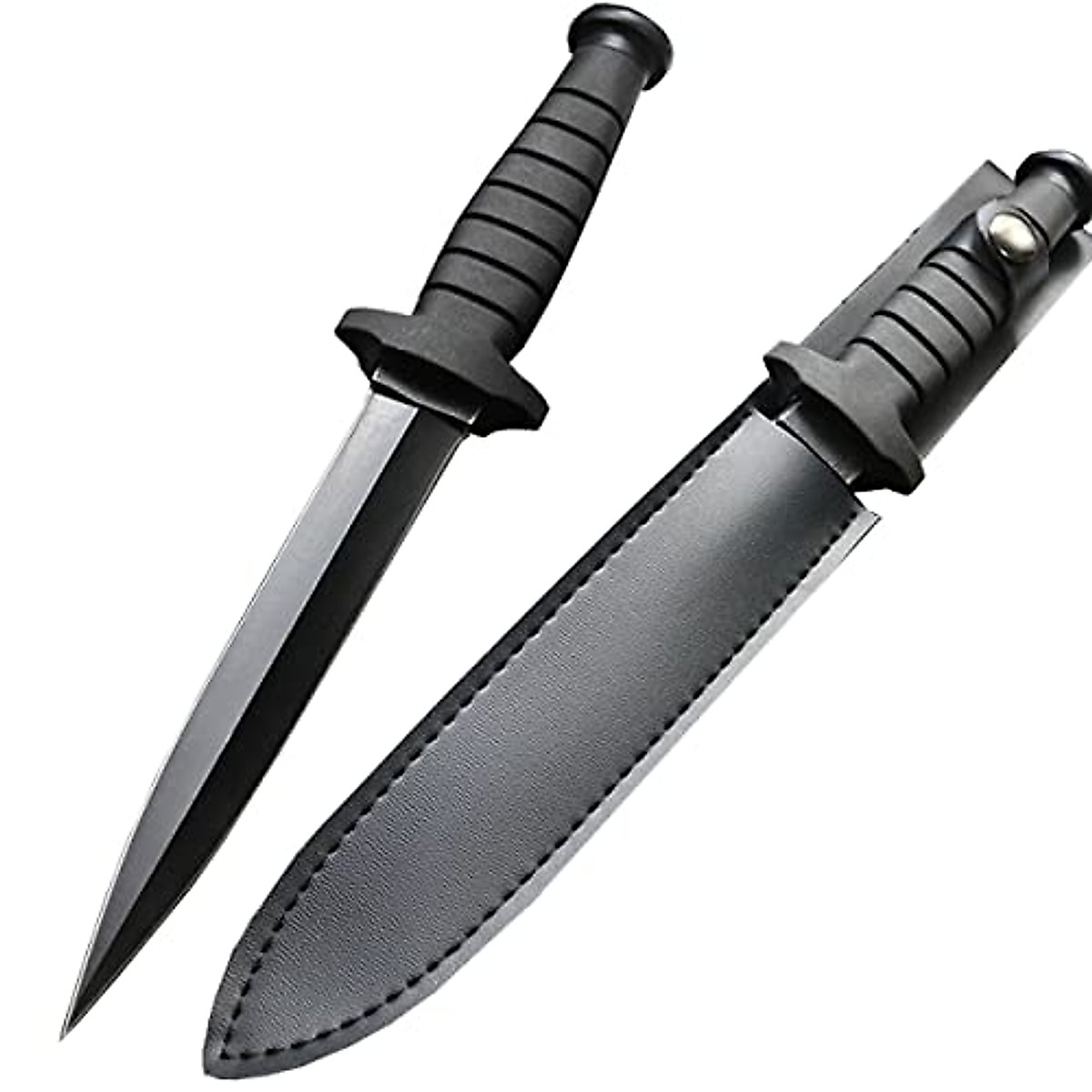 liuliang1 12.2'' EDC Straight Edge Tactical Bowie Knife with Sheath Survival Hunting Tactical Combat Knife for Outdoor Camping , Fishing Black