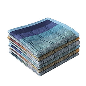 Mens Luxury 100% Cotton Handkerchiefs Plaid 3PCS