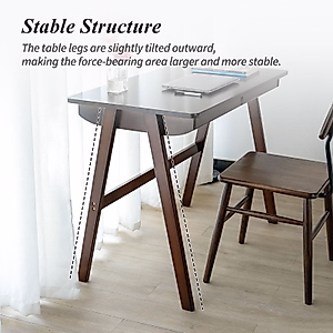 Cttasty Computer Desk with Drawers, Solid Wood Writing Desk, Mid Century Modern Home Office Desks, Oak Study Table, Small Desk for Bedroom, 29.1 H x 31.5 W x 19.7 D Inches, Walnut