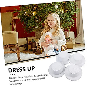 Abaodam Doll Hat 16 pcs Craft Crafts Topper Wide White Fedoras Snowmen Felt Snowman Tops Ornament - Decorative Cap Small Panama Magician Christmas Accessories Flat Decor for Miniature