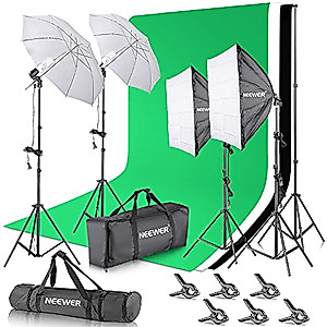 NEEWER Photography Lighting kit with Backdrops, 8.5ftx10ft Backdrop Stand, 800W Equivalent 5500K Umbrella Softbox Continuous Lighting, Photo Studio Equipment for Portrait Product Photo Shoot