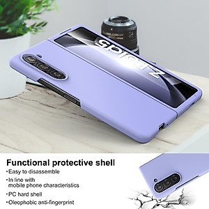 Foluu Slim Fit Case for Samsung Galaxy Z Fold 5 Case, with Front Built-in Screen Protector, Ultra Thin Matte PC Protective Cover for Samsung Galaxy Z Fold5 5G 2023 (Purple)