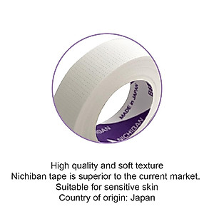 JOVISA JJ NICHIBAN Medical Grade Tape 24 Rolls | White Adhesive Eyelash Tape | Breathable for Eyelash Extension Supplies | 12mm x 7mm