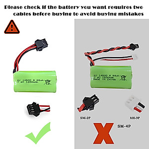 BTEDZSW Gel Blaster Battery 7.4V 1200mAh Li-ion Rechargerable Battery with SM-4P Plug and Charger Cable for Splatter Ball Gun
