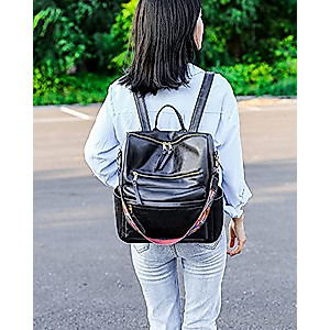 HUIUEITW Women Backpack Purse Fashion Multipurpose Design Handbags and Shoulder Bag PU Leather Travel bag (Khaki)