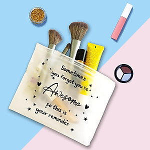 LAMIVEENLA 80 Pcs Bulk Mini Makeup Bags - Inspirational Gifts for Women Friends - Small Cosmetic Pouch - Mini Toiletry Bag - You Are Awesome Appreciation Gifts - Party Favors Church Gifts in Bulk