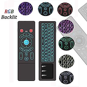 ILEBYGO Air Mouse for Android tv Box, Rechargeable Mini Wireless Keyboard and Air Remote Control Touchpad with RGB Backlit T6 for Android TV Box, PC, Projector, HTPC etc.